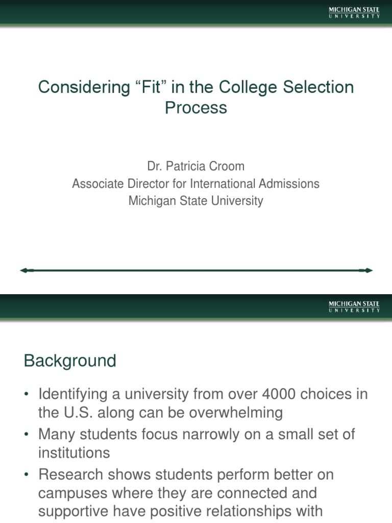 College Selection: Finding Your Fit | PDF | College | University Of ...