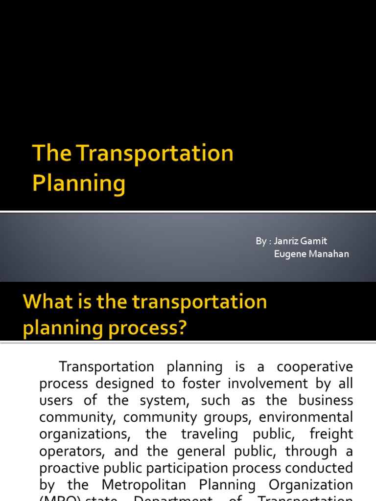 Transportation Planning | PDF | Transport | Processes