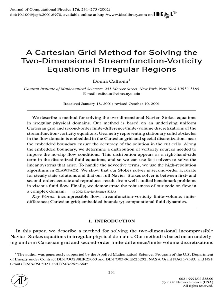 A Cartesian Grid Method For Solving The Two-Dimensional Streamfunction ...