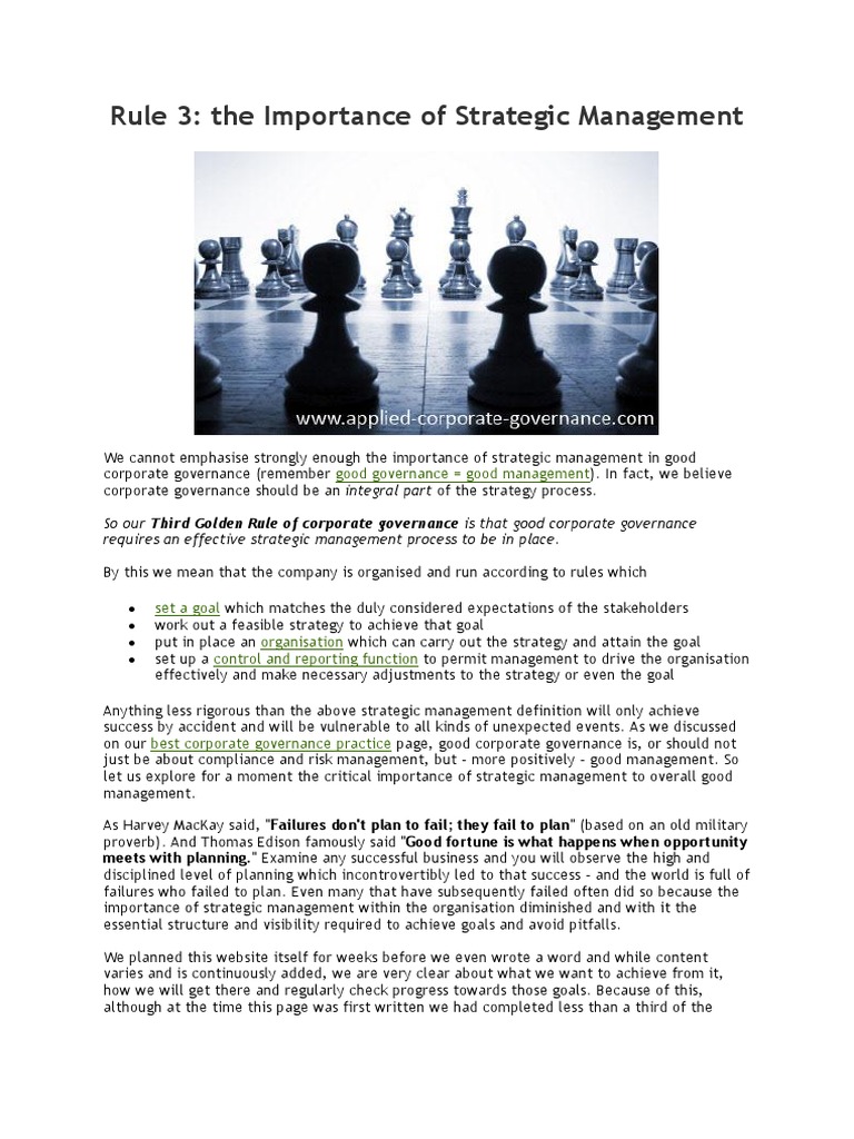 Rule 3: The Importance of Strategic Management: Good Governance Good ...