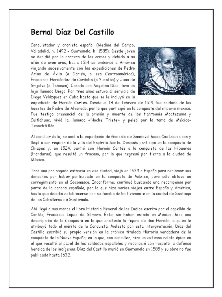 Bernal Díaz Del Castillo | PDF | Hernán Cortés | Virreinatos del ...