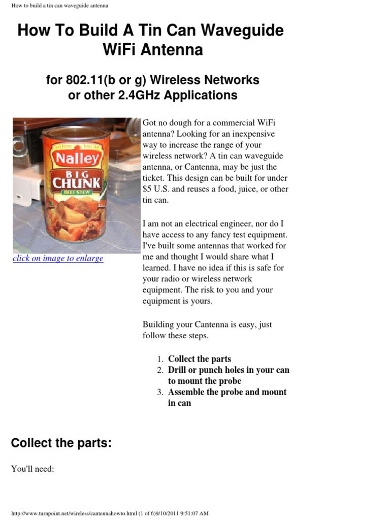 How To Build A Tin Can Antenna | PDF | Electrical Connector | Wireless ...