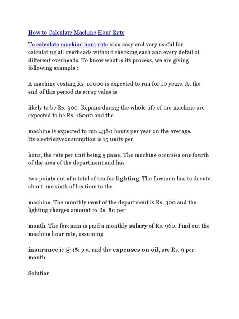 How To Calculate Machine Hour Rate | PDF | Hour | Machines