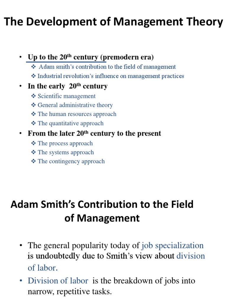 The Evolution of Management Theory: From Early Contributors Like Adam ...