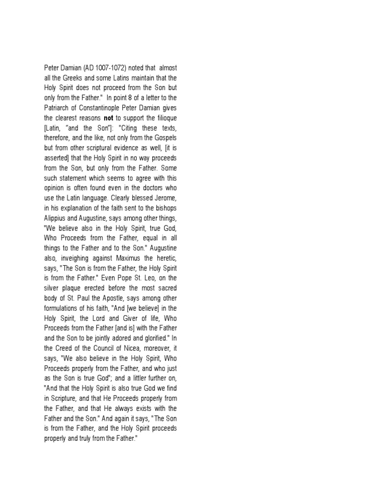 Peter Damian FILIOQUE Procession Greeks Latins Creed | PDF