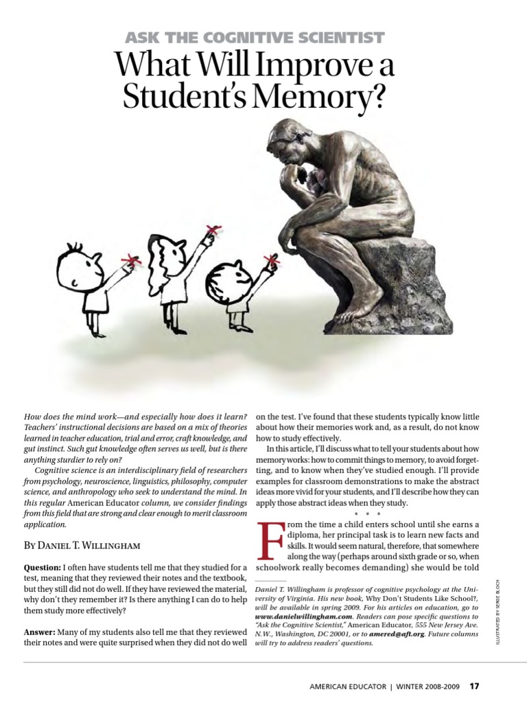 What will improve a students memory? | Memory | Mnemonic