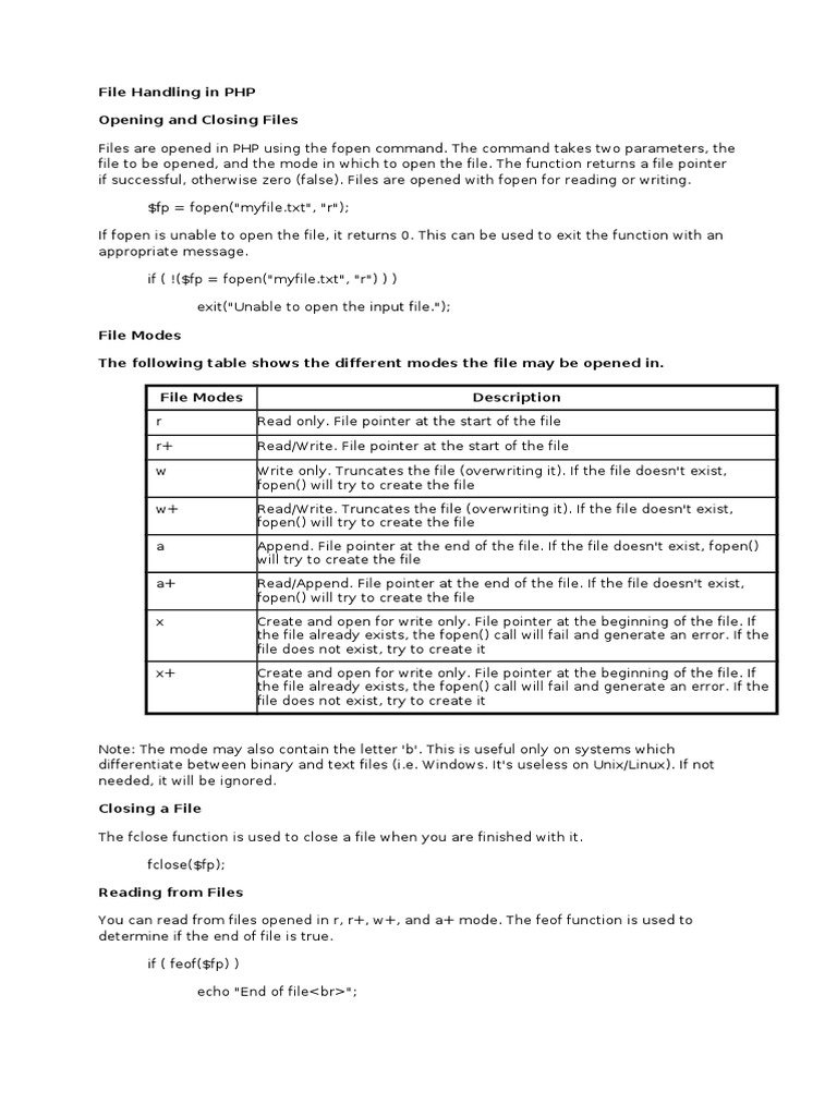 File Handling In Php Pdf Parameter Computer Programming String Computer Science 9338