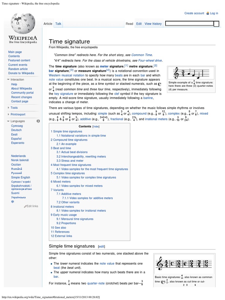 Time Signature - Wikipedia, The Free Encyclopedia | PDF | Musicology ...