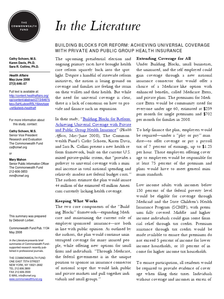 Building Blocks For Reform: Achieving Universal Coverage With Private ...