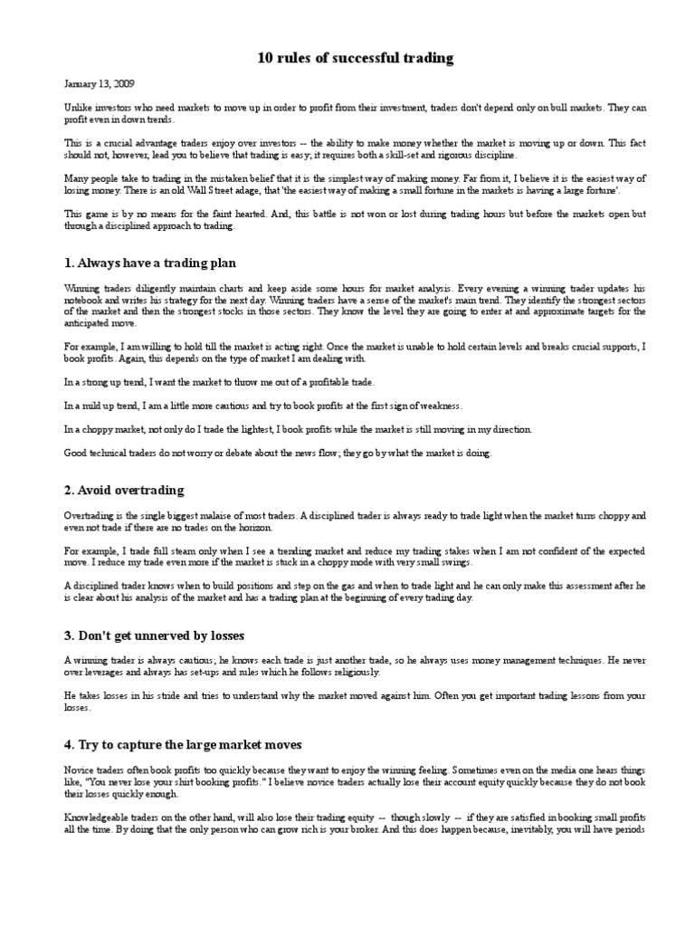 10 Essential Rules for Successful Trading | PDF | Futures Contract ...