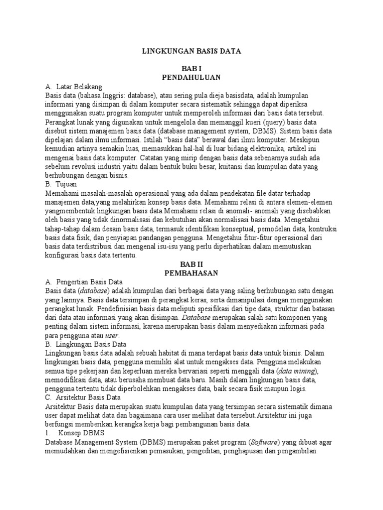 Lingkungan Basis Data | PDF