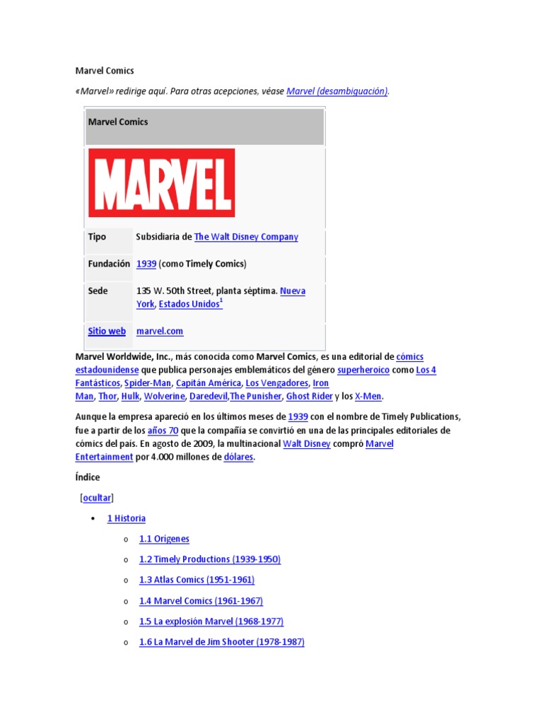 Marvel Comics | PDF | Comics Marvel | Compañías editoriales de cómics ...