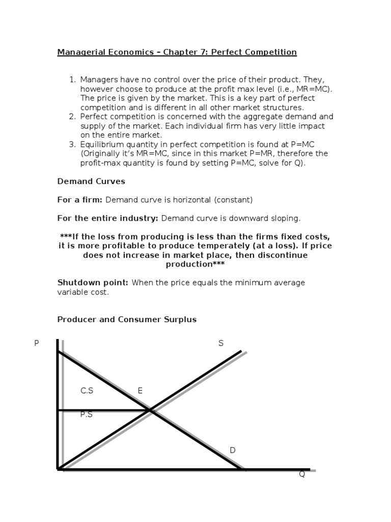 Managerial Economics - Chapter 7 - Tutorial Notes | PDF | Perfect ...