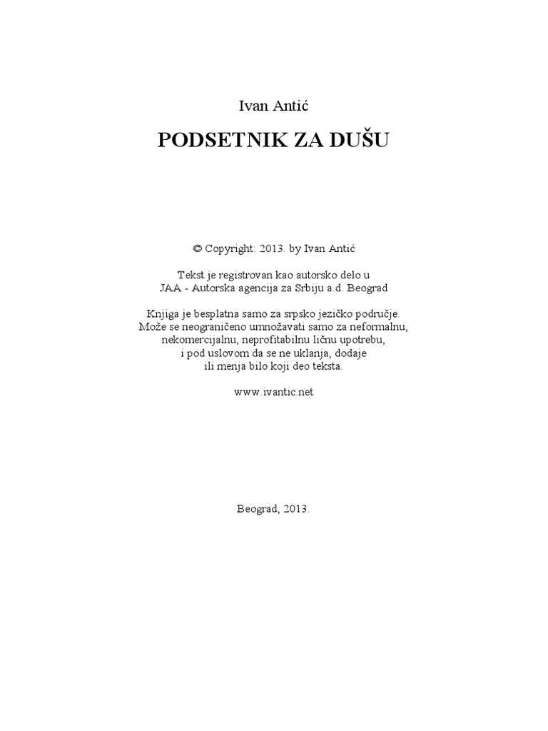 Ivan Antic Podsetnik Za Dusu PDF | PDF
