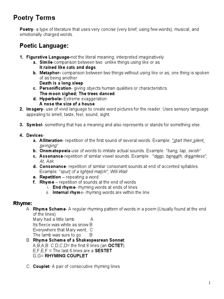 Poetry Terms | PDF | Poetics | Poetic Form