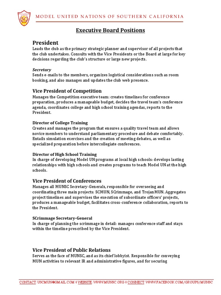 Executive Board Positions Overview | PDF | Government | Business
