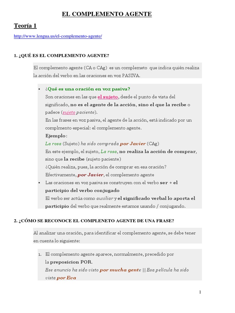 Identificación del Complemento Agente | PDF | Verbo | Asunto (gramática)