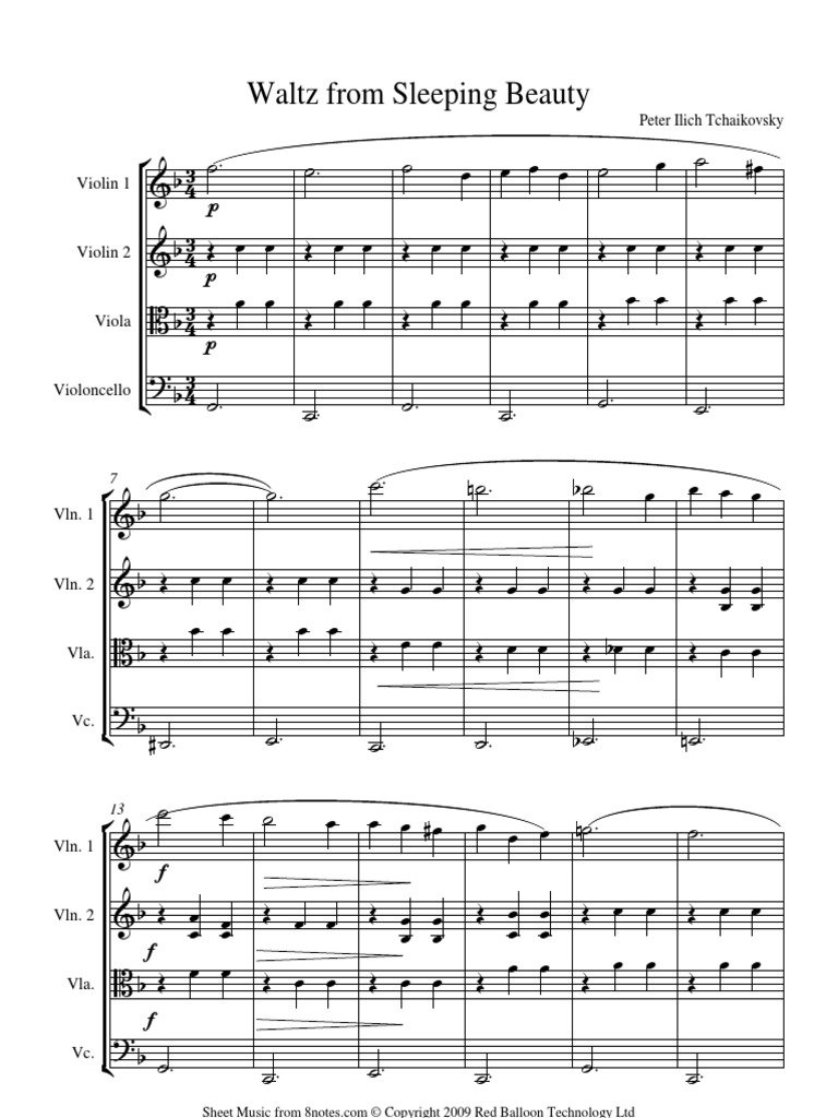 Sleeping BeautyWaltz - Tchaikovsky String Quartet | PDF