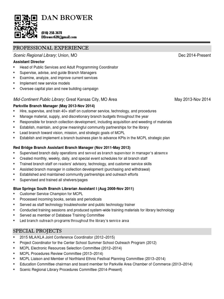 Dan Brower Resume | PDF | Libraries | Information Science