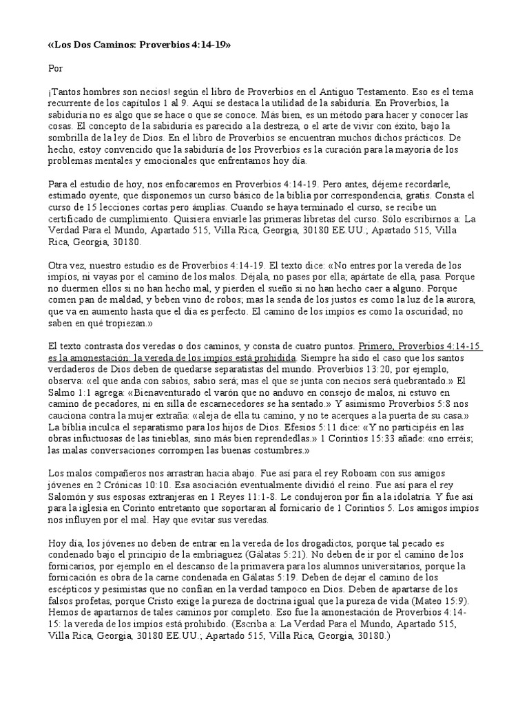 Los Dos Caminos | PDF | Libro de proverbios | Creencia religiosa y doctrina