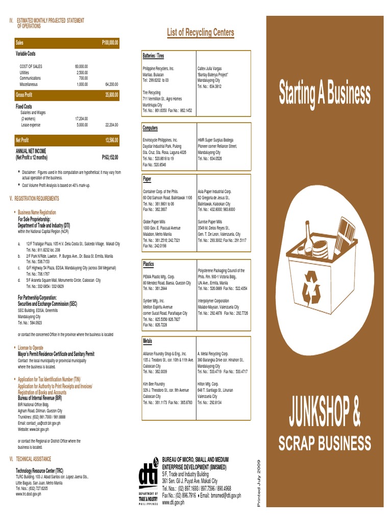 Junkshop Business | PDF | Metro Manila | Scrap