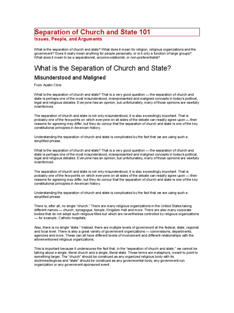 Separation of Church and State 101 (from About com) | Separation Of ...