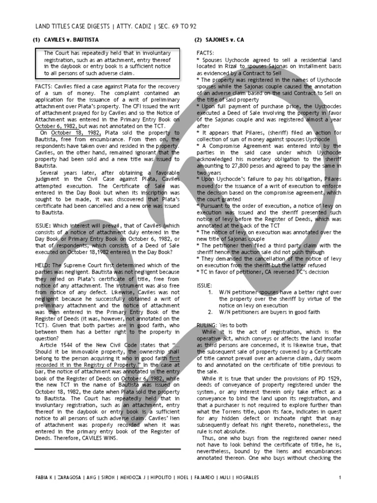 Land Titles | PDF