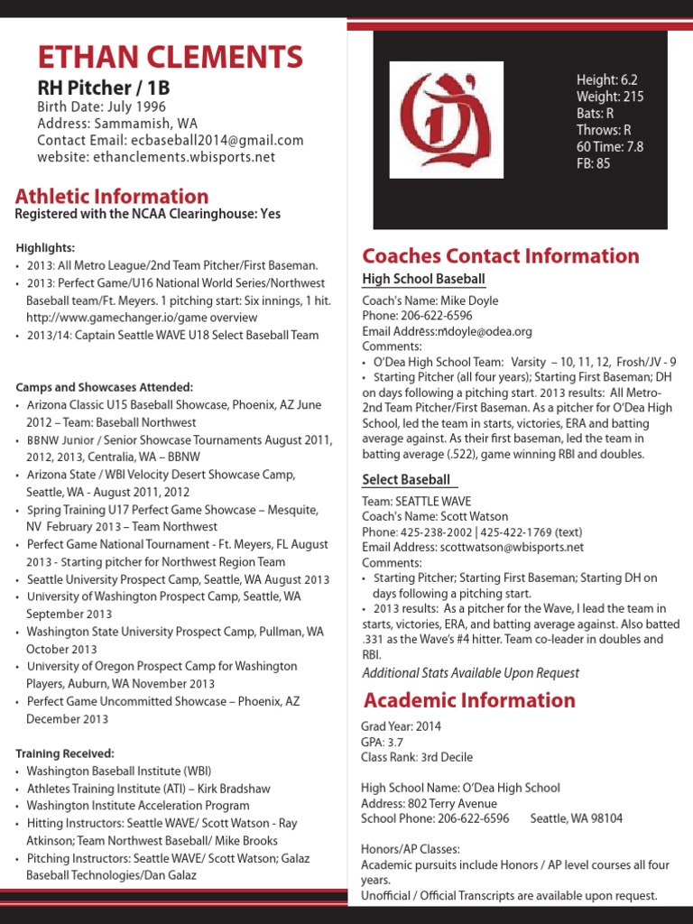Ethan Clements Profile3 | PDF | Pitcher | Major League Baseball Teams
