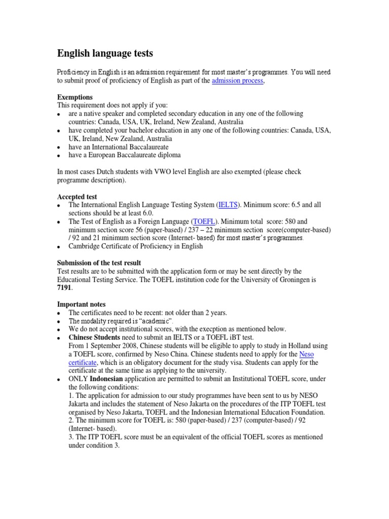 English Language Tests | PDF | Test Of English As A Foreign Language ...