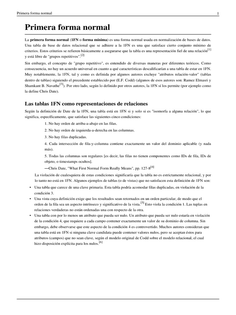 Primera Forma Normal | PDF | Recuperación de información | Diseño de ...
