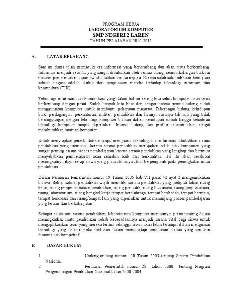 Program Kerja Lab Komputer TKJ | PDF