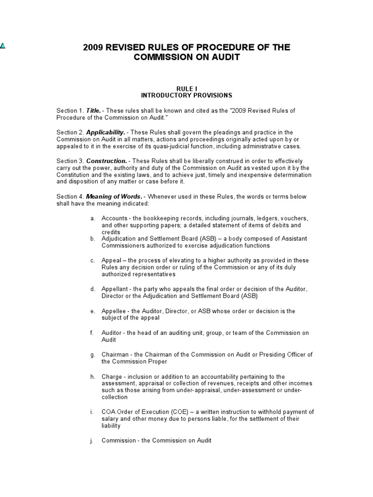 2009 Revised Rules of Procedure of the Coa | Audit | Accounting