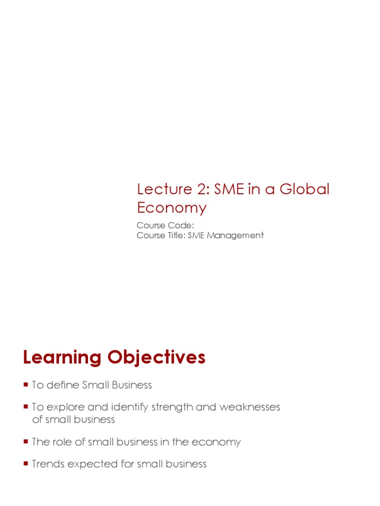 Lecture 2 SME Management | PDF | Small Business | Employment