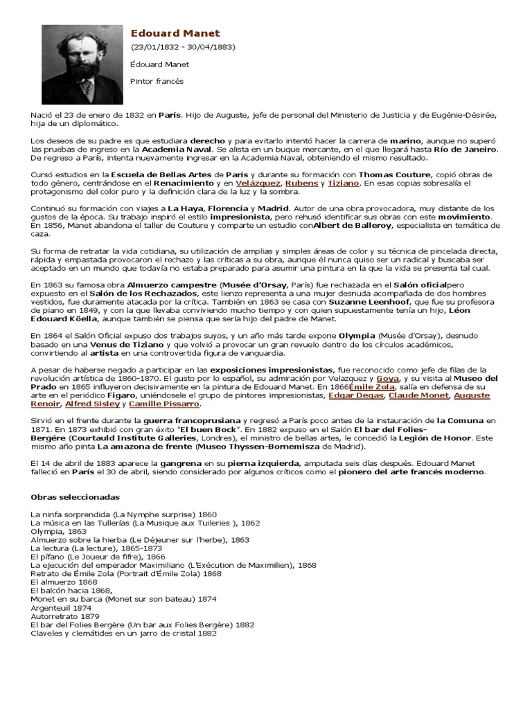 Edouard Manet | PDF | Édouard Manet | Claude Monet