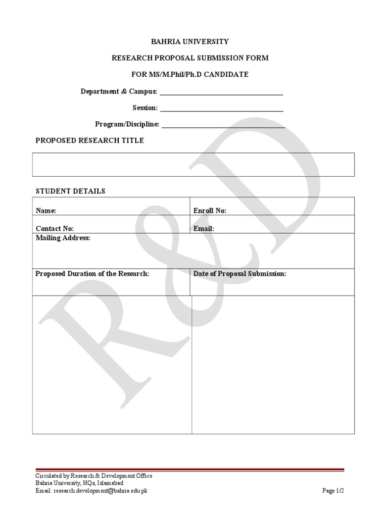 Research Proposal Form for Students | PDF | Career & Growth