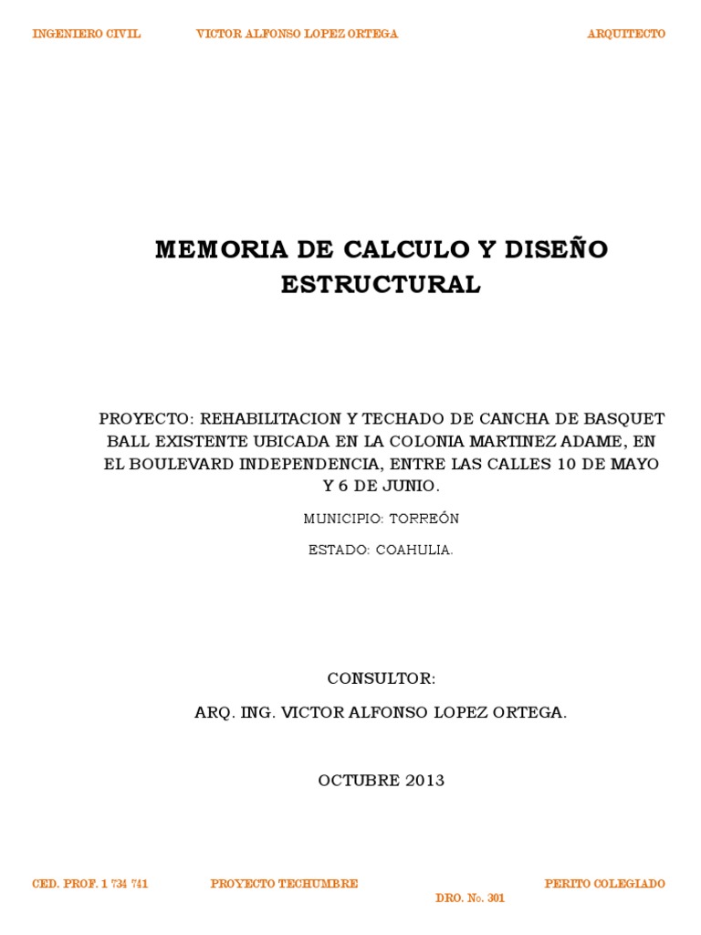 Calculo Estructural Techumbre Martinez Adame Coah | PDF