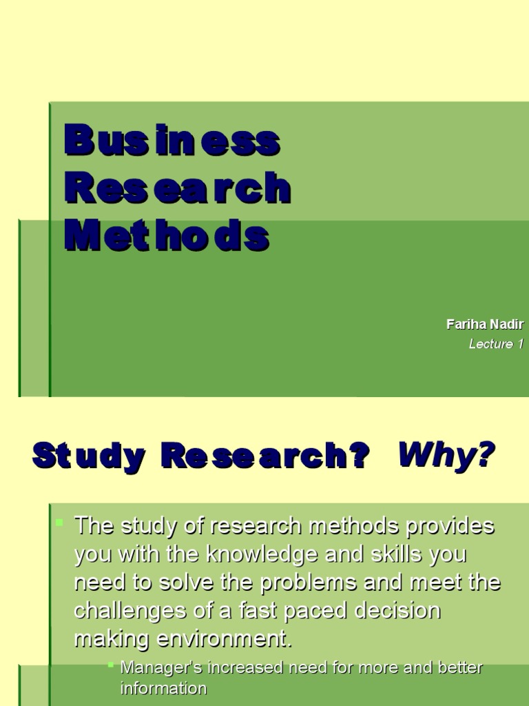 Lecture 1 Introduction To Business Research Pdf Marketing