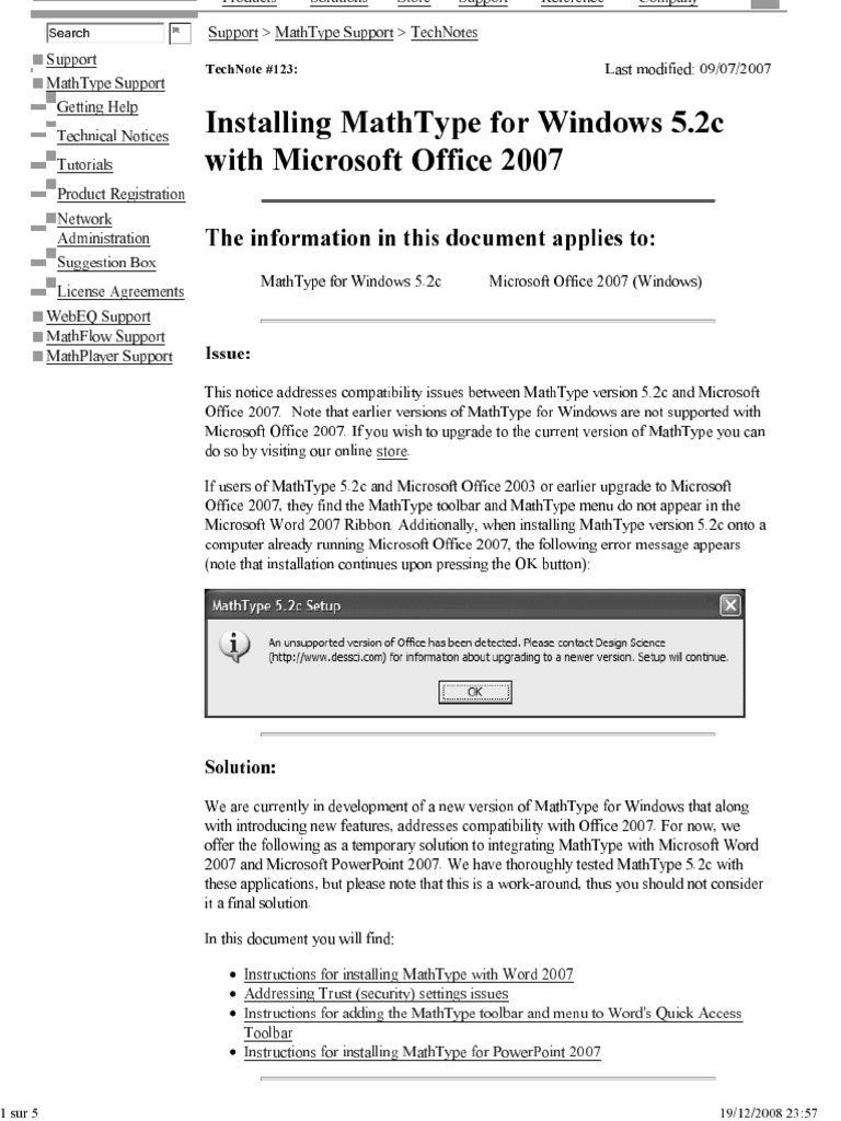 Installing MathType For Windows On Office 2007 | PDF | Microsoft Office ...