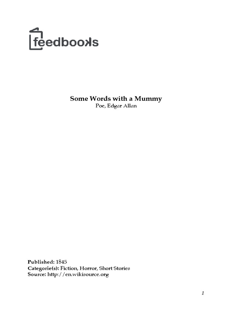 Edgar Allan Poe - Some Words With A Mummy | PDF | Short Stories | Edgar ...