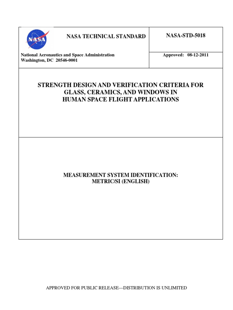 Nasa STD 5018 | PDF | Glasses | Fracture