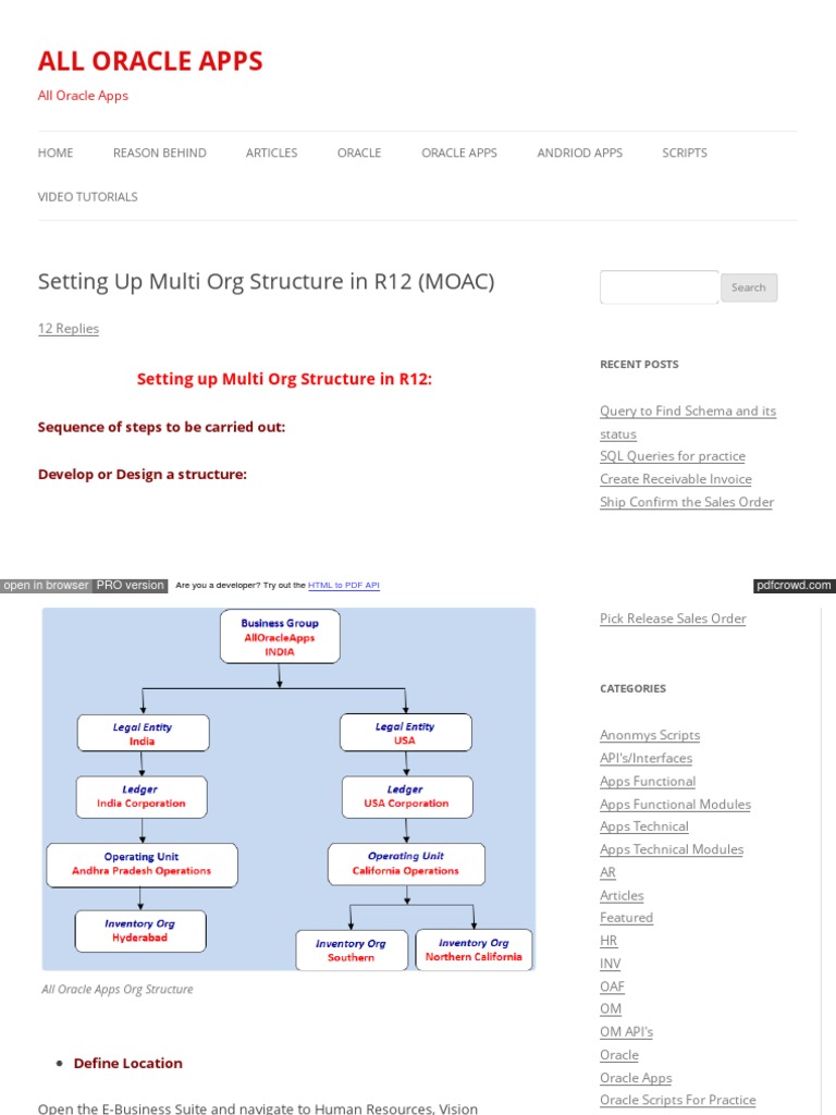 Setting Up Multi Org Structure in R12 | PDF | Html | Web Browser