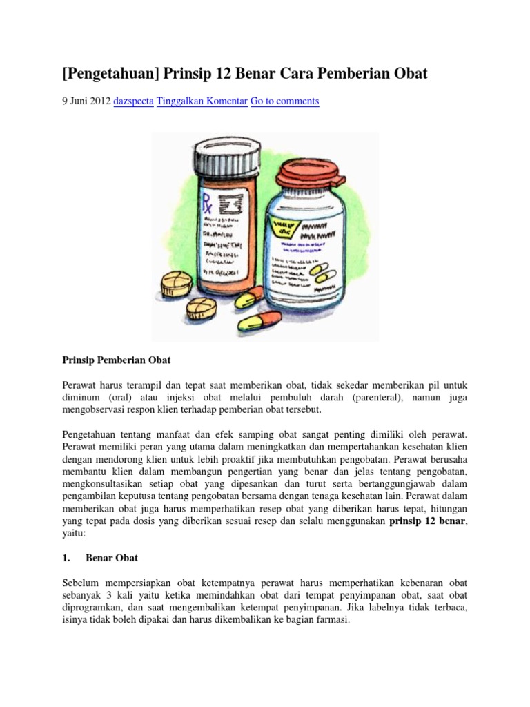 12 Benar Pemberian Obat | PDF