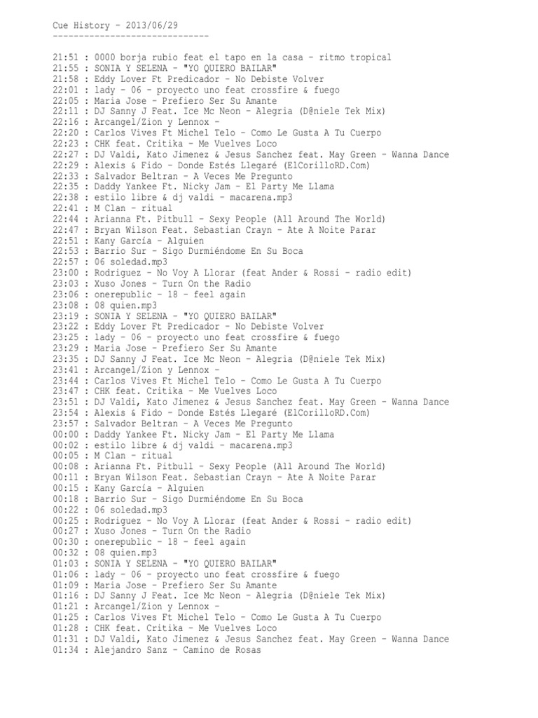 Track List | PDF | Cantantes | Músicos