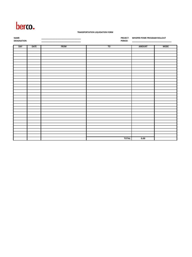 Transportation Liquidation Form | PDF | Finance & Money Management