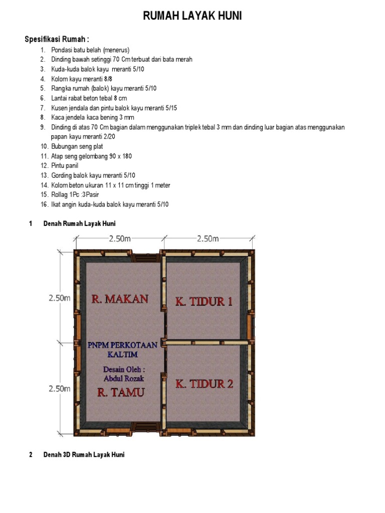 Denah dan Spesifikasi Rumah 5x5 Meter | PDF