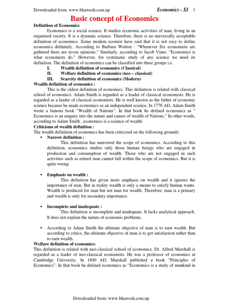 Economics Class 11 Unit 1 - Basic-Concept-Of-Economic | PDF | Value ...