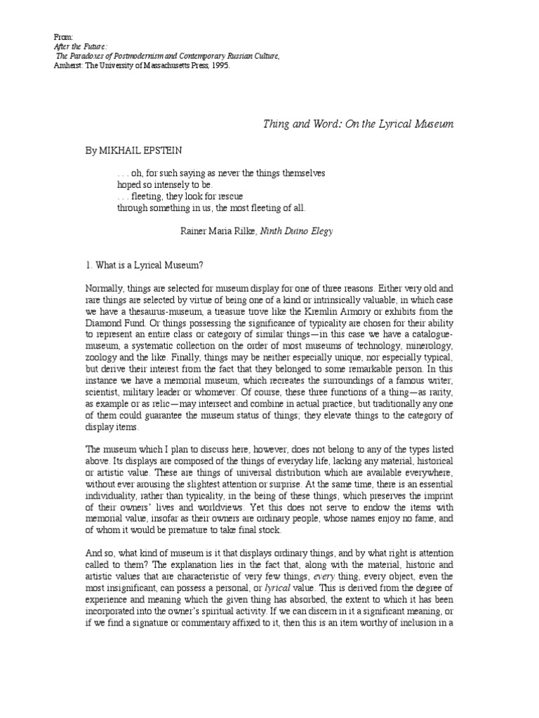 Mikhail Epstein | PDF | Museum | Abstraction