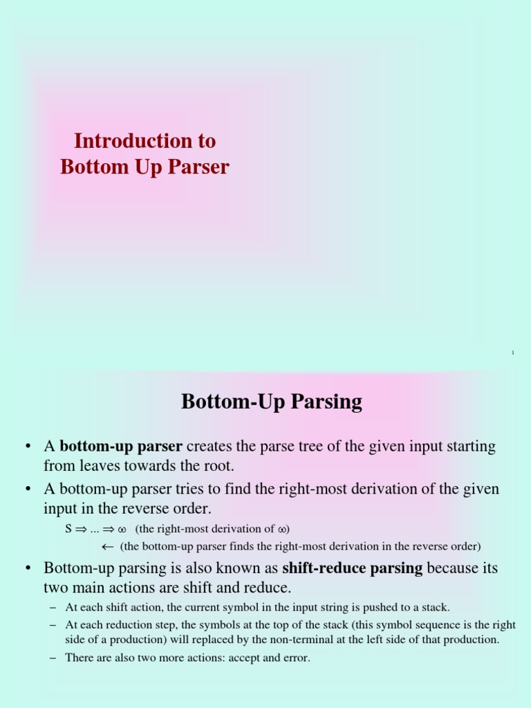 Bottom Up Parser | PDF | Parsing | Grammar