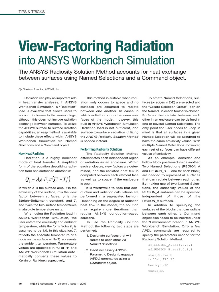 Incorporating Surface-to-Surface Radiation Using Named Selections and ...
