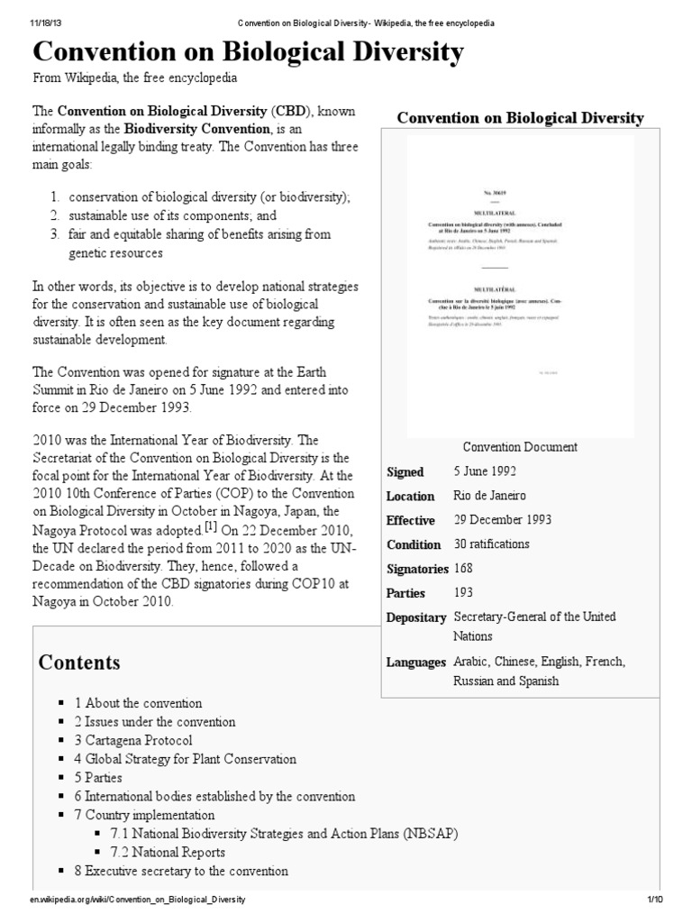 Convention On Biological Diversity - Wikipedia, The Free Encyclopedia ...